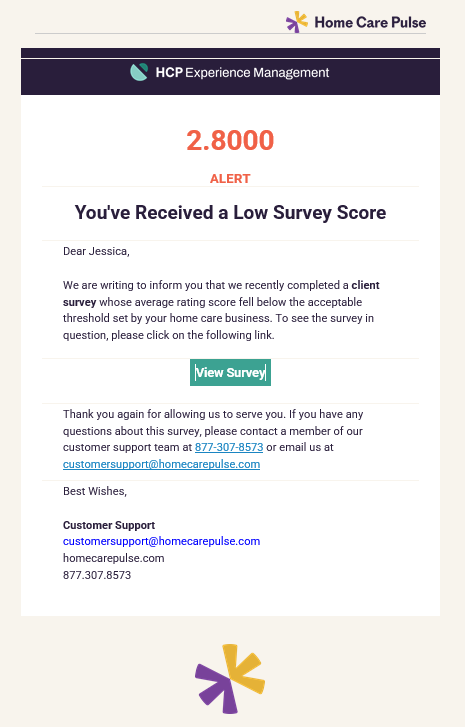 FAQ: What do I do with my low survey notification email?