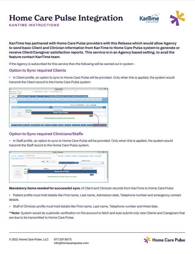 KanTime integration instructions - private duty