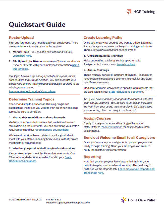Quick start guide for eLearning