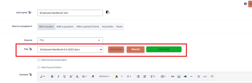 Update Course Material in a Custom Course