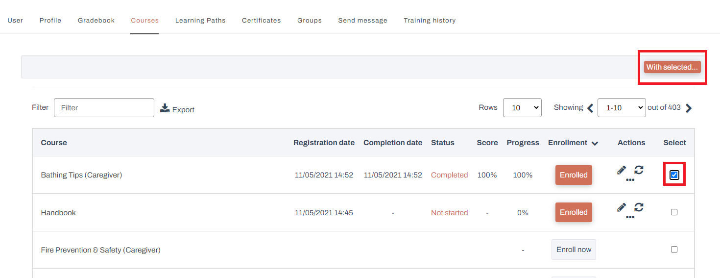 Reset course progress for a learner