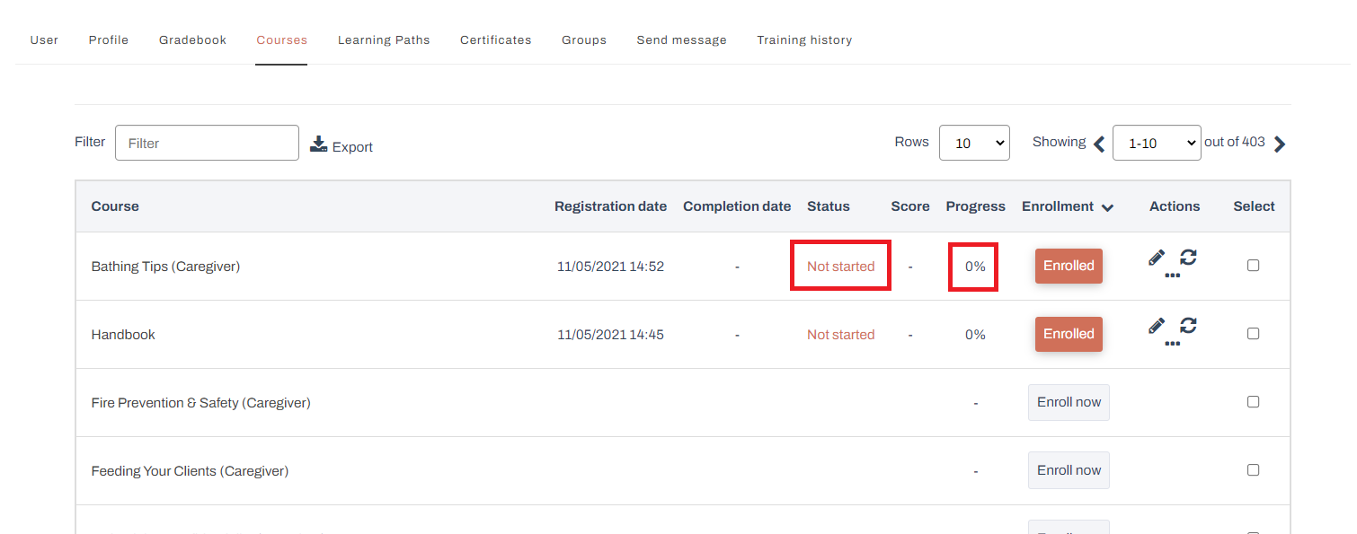Reset course progress for a learner