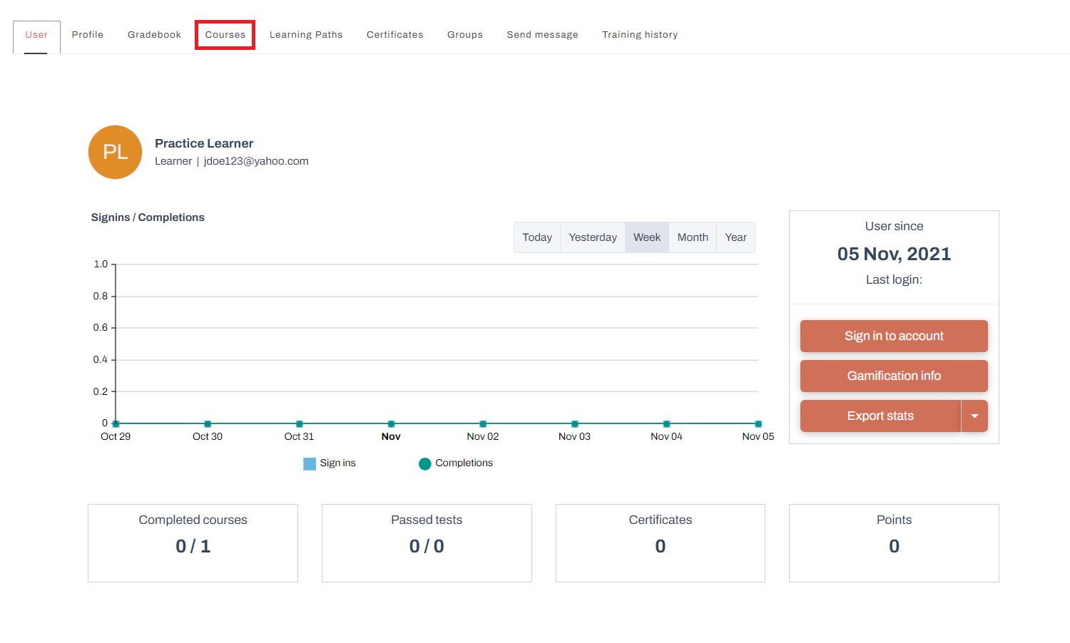 Reset course progress for a learner