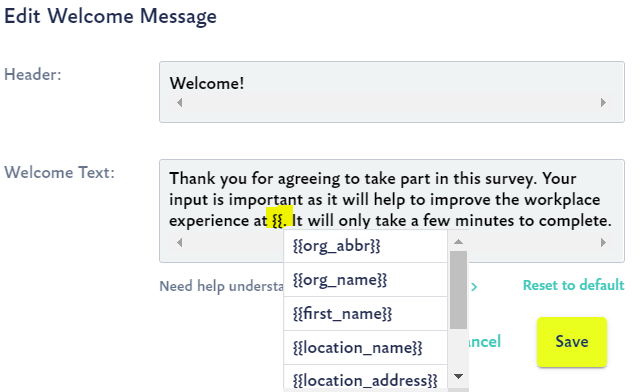 Using Merge Tags to Customize Survey Notifications and Welcome Messages