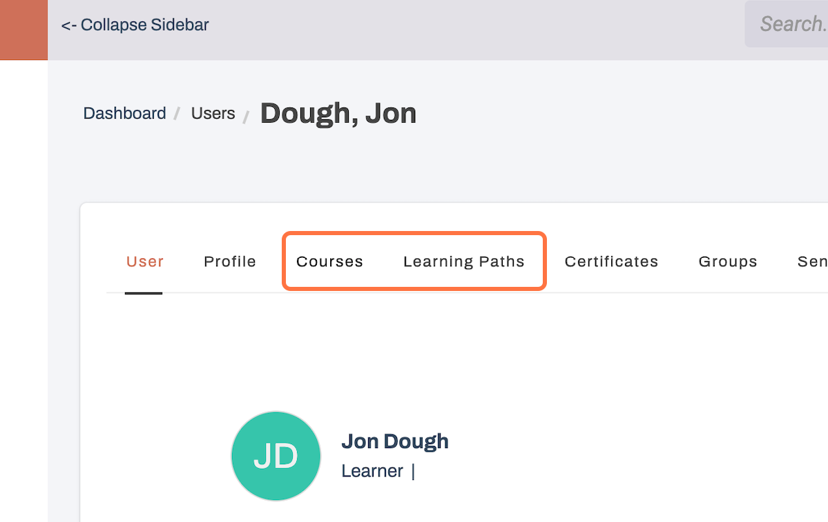 Assign or unassign courses or learning paths to a learner