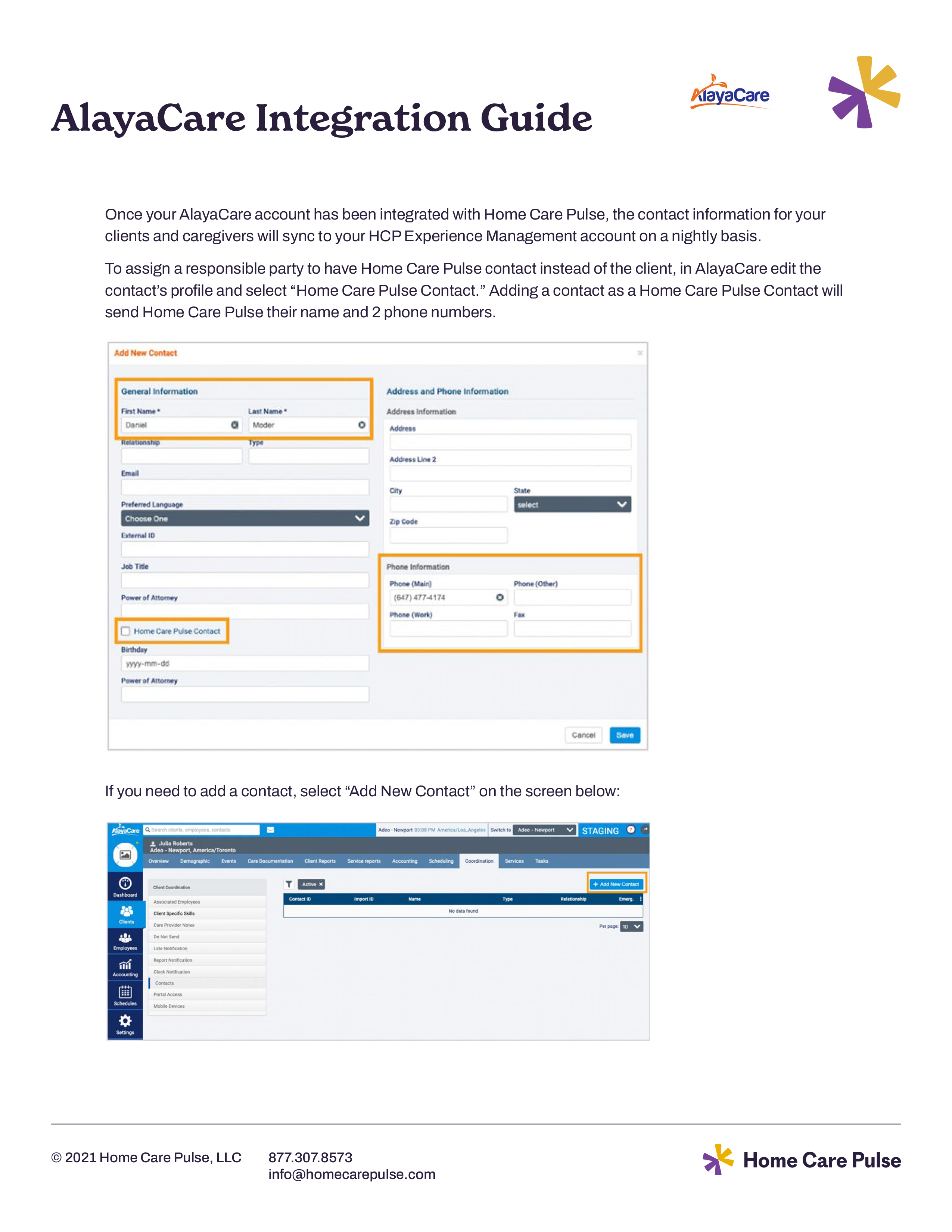 AlayaCare integration instructions