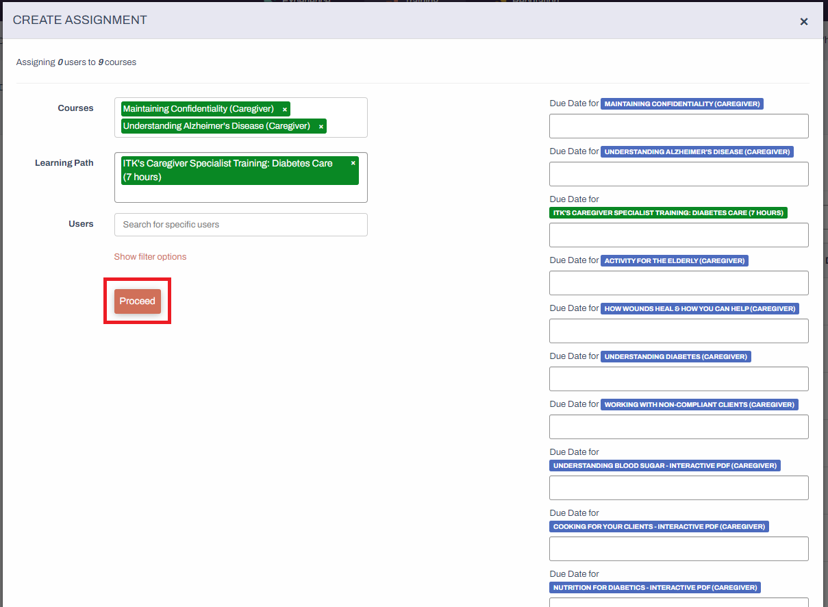 Assign Courses or Learning Paths in Bulk