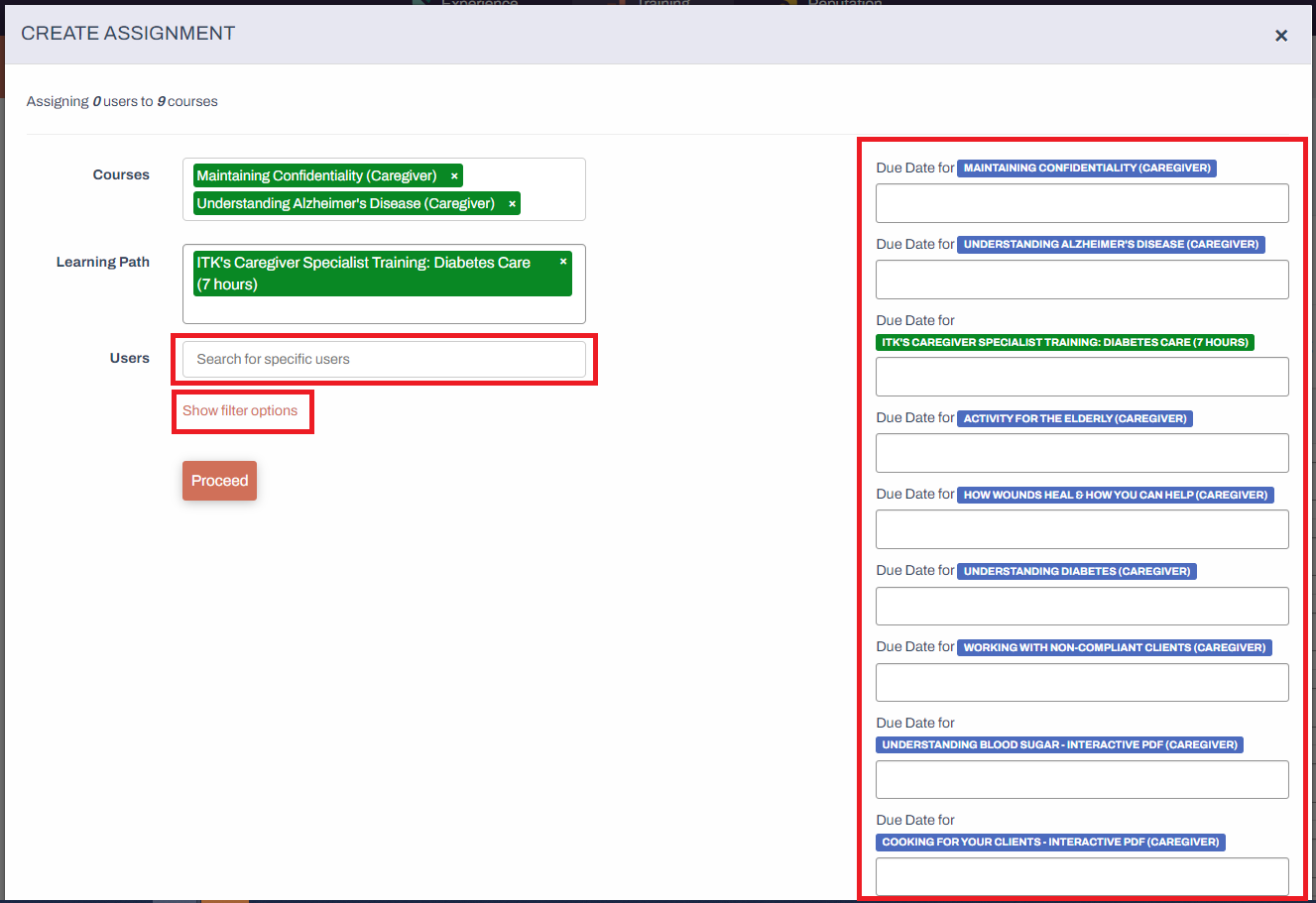 Assign Courses or Learning Paths in Bulk