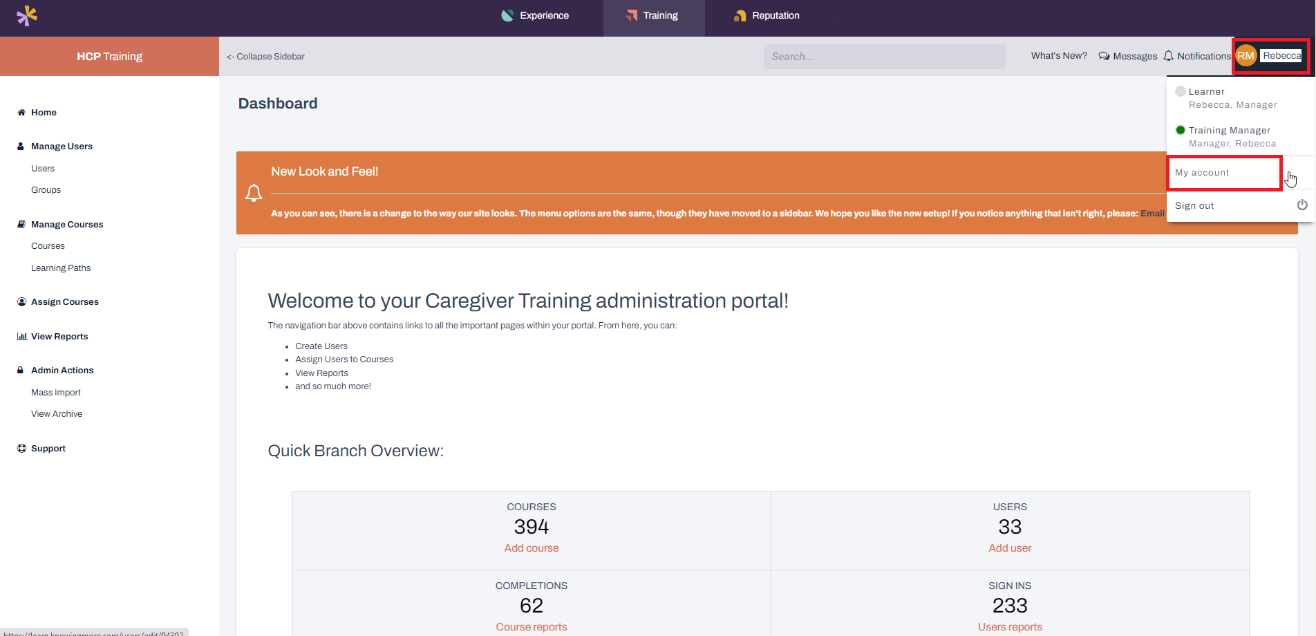 Map Your Learner Account to Your Training Manager Account